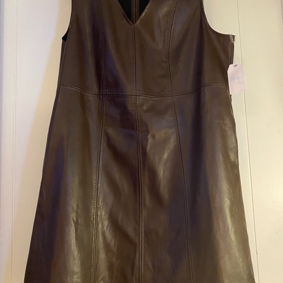 Time and Tru | Dresses | Time And Tru Chocolate Faux Leather Mini Dress ...